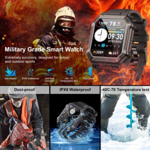 Smart Watch for Men Fitness Tracker: (Make/Answer Call) Bluetooth Tactical Military Smartwatch for Android Phones iPhone Outdoor Waterproof Digital Sport Run Watches Heart Rate Monitor Step Counter