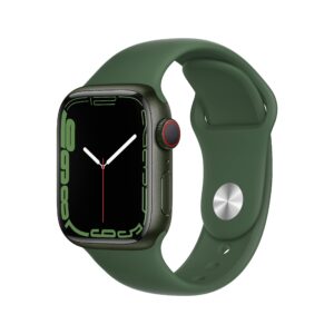 apple watch series 7 (gps + cellular, 41mm) - green aluminum case with clover sport band (renewed premium)