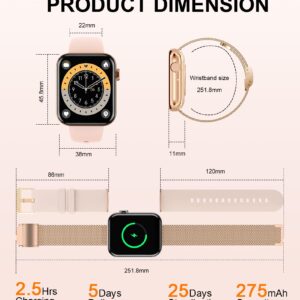 INNOFOVO Smart Watches for Women (Answer/Make Calls), 1.85" Smart Watch for Android iOS Phones Waterproof Smartwatch Fitness Tracker with Heart Rate Sleep Monitor Pedometer Fitness Watch, Gold