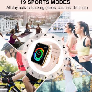 INNOFOVO Smart Watches for Women (Answer/Make Calls), 1.85" Smart Watch for Android iOS Phones Waterproof Smartwatch Fitness Tracker with Heart Rate Sleep Monitor Pedometer Fitness Watch, Gold