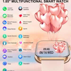 INNOFOVO Smart Watches for Women (Answer/Make Calls), 1.85" Smart Watch for Android iOS Phones Waterproof Smartwatch Fitness Tracker with Heart Rate Sleep Monitor Pedometer Fitness Watch, Gold