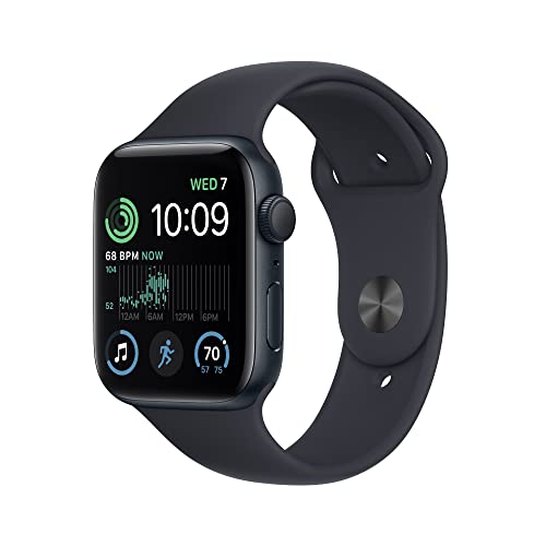 Apple Watch SE (2nd Gen) (GPS, 44mm) - Midnight Aluminum Case with Midnight Sport Band, M/L (Renewed)