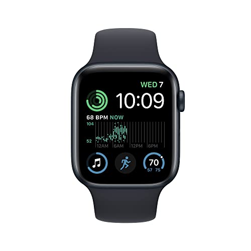 Apple Watch SE (2nd Gen) (GPS, 44mm) - Midnight Aluminum Case with Midnight Sport Band, M/L (Renewed)