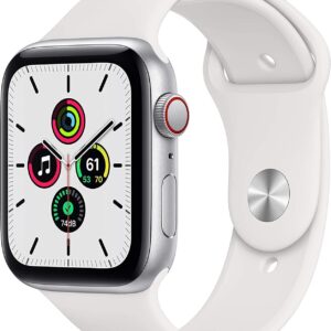 Apple Watch SE (GPS + Cellular, 40mm) Silver Aluminum Case with White Sport Band (Renewed)