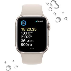 Apple Watch SE (2nd Gen) (GPS + Cellular, 44mm) - Starlight Aluminum Case with Starlight Sport Band, M/L (Renewed)