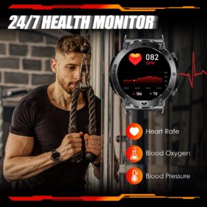 EIGIIS Smart Watch for Men 1.32” HD Rugged Military Smart Watch (Answer/Make Calls) Outdoor Sports Watch Fitness Tracker with Heart Rate Sleep Monitor Tactical Smartwatch for iPhone Android