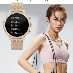 Smart Watch for Women Bluetooth Call Ladies Smartwatch 1.32" Diamond 100+ Watch Dials Sleep Tracker for Android iOS Phones