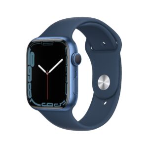 apple watch series 7 (gps, 45mm) - blue aluminum case with abyss blue sport band (renewed premium)