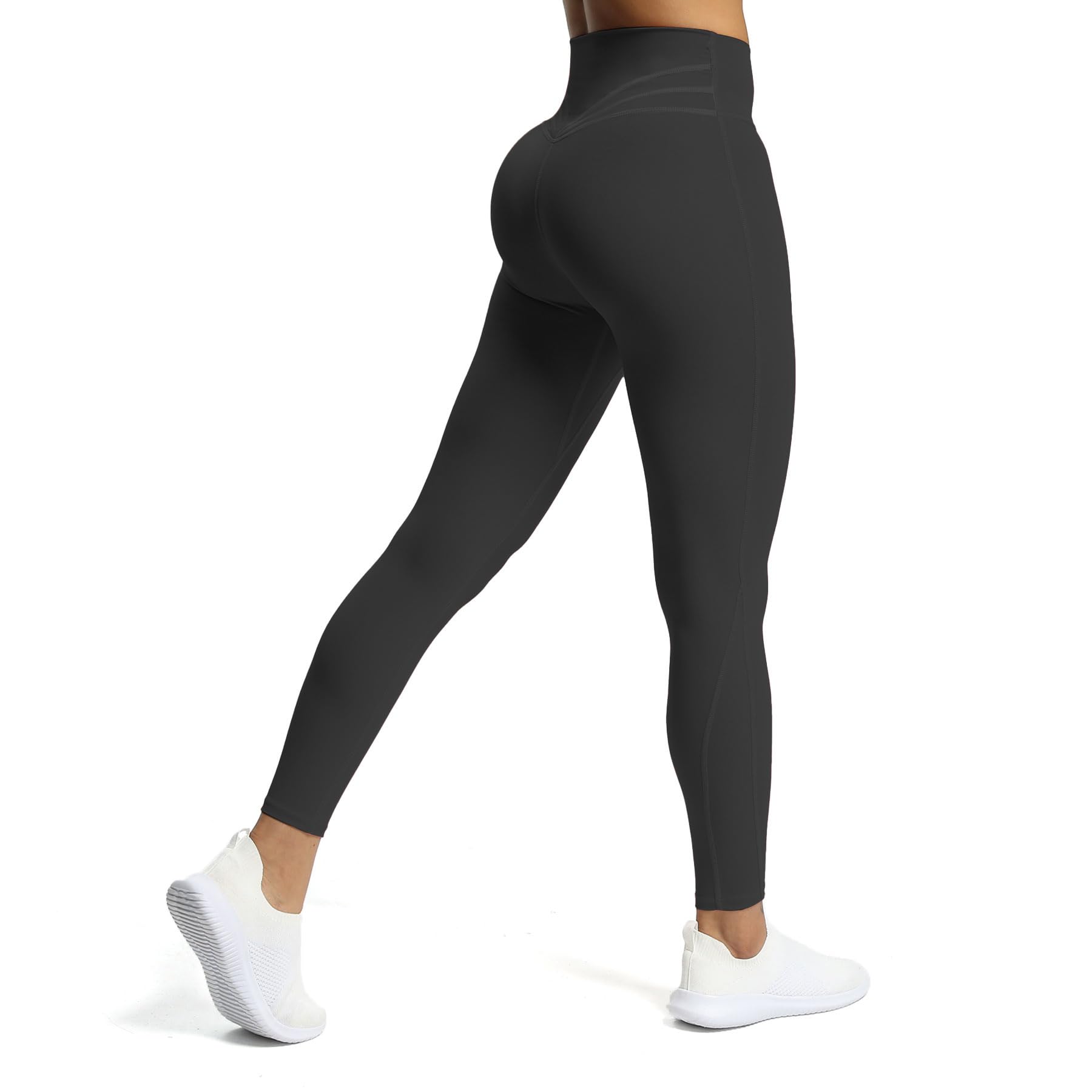 Aoxjox High Waisted Workout Leggings for Women Compression Tummy Control Trinity Buttery Soft Yoga Pants 26" (Black, X-Small)