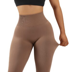 OMKAGI Women Scrunch Butt Lifting Leggings Seamless High Waisted Workout Yoga Pants(S,657-Coffee)