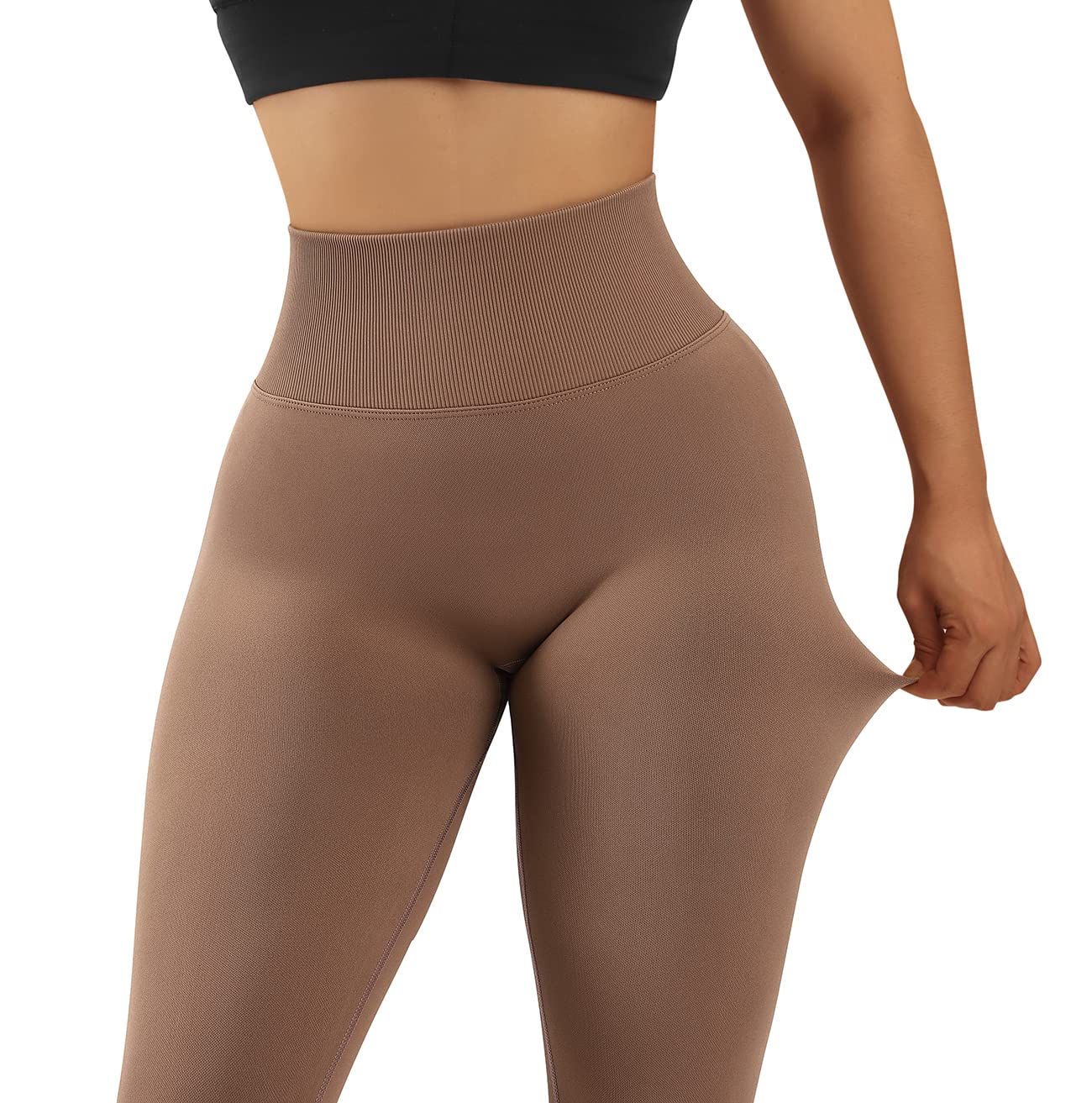 OMKAGI Women Scrunch Butt Lifting Leggings Seamless High Waisted Workout Yoga Pants(S,657-Coffee)