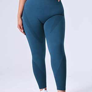 YEOREO Women Seamless Ozone Workout Leggings High Waisted Butt Lifting Recycled Yoga Pants Atlantic Blue XL