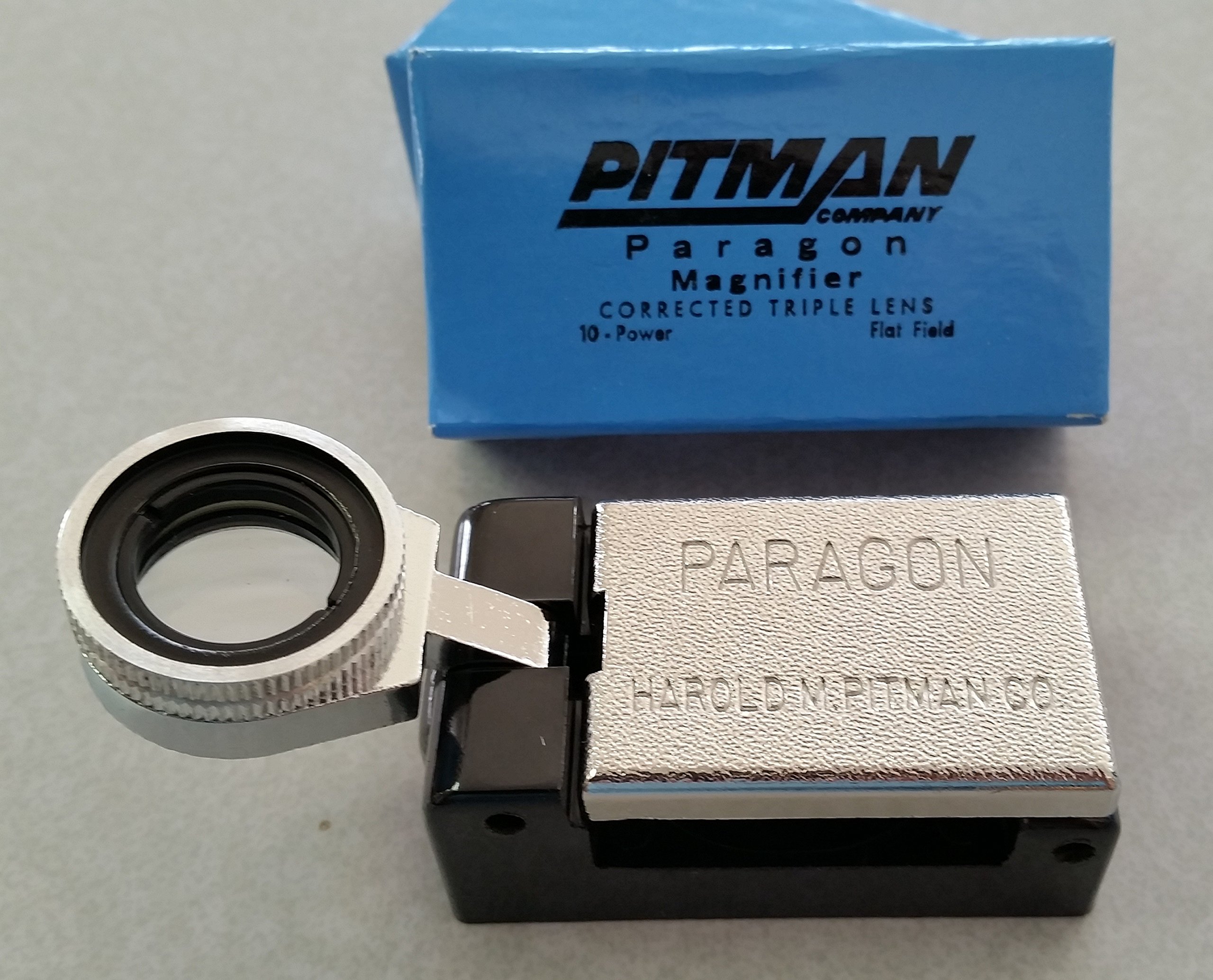 PITMAN Paragon 10X / 10 Power PRINTER'S FOLD-Out Magnifier/LOUPE/Loup