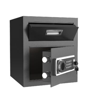 2 Cub Security Business Safe and Lock Box with Digital Keypad,Drop Slot Safes with Front Load Drop Box for Money and Mail,Business