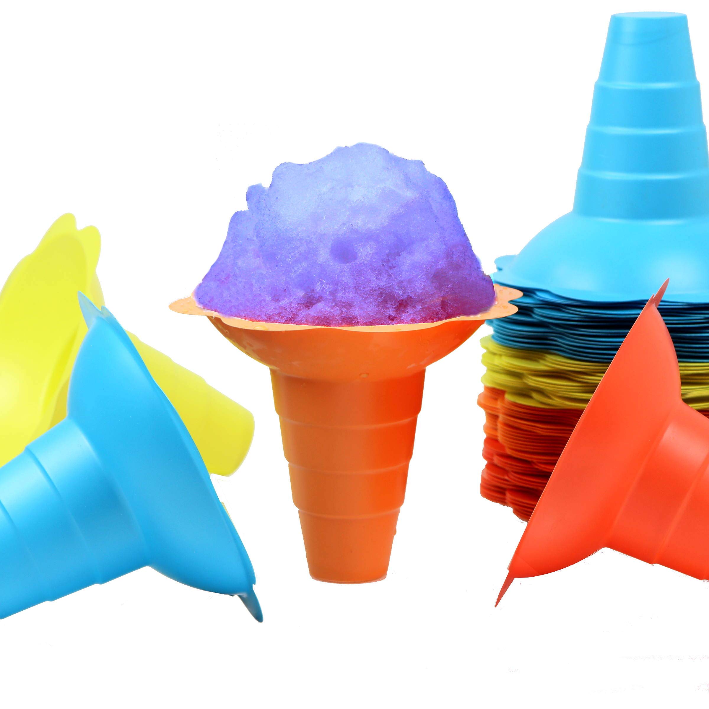 Paragon - Manufactured Fun 12-Ounce SNO-Cone Flower Drip Tray Cups, 100-Cup Case, Assorted: Blue, Yellow, Orange and red, 1 Count (Pack of 1)