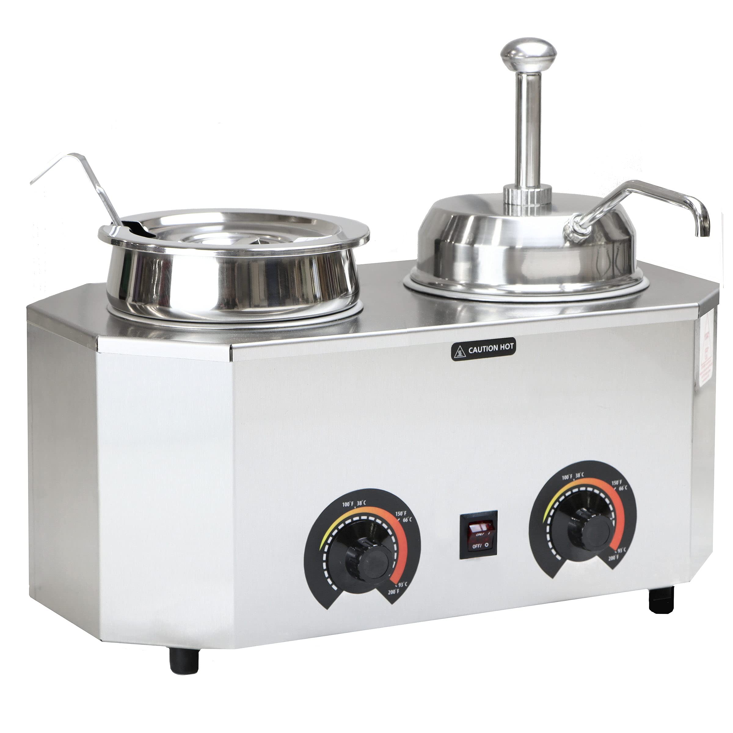 Paragon Pro-Deluxe 2029E Ladle/Pump Dual Warmer Operator-Facing for Professional Concessionaires Requiring Commercial Quality & Construction. Accommodates #10 Can, Stainless Steel