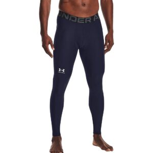 under armour men's heatgear armour leggings , midnight navy (410)/white, small