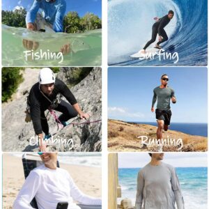 Men's UPF 50+ Long Sleeve Shirts UV Sun Protection Quick Dry Workout Shirts for fishing Running Hiking white S