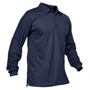 military polo shirts for men long-sleeve work polo performance quick dry shirt men casual shirt jersey polo shirt navy blue