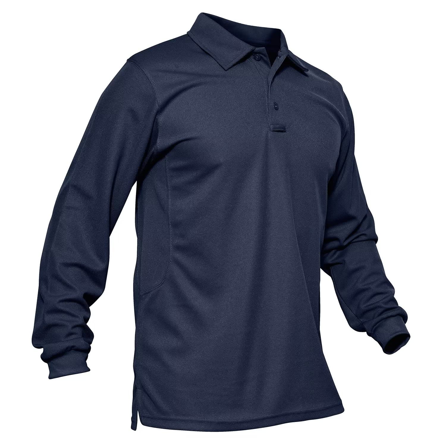 Military Polo Shirts for Men Long-Sleeve Work Polo Performance Quick Dry Shirt Men Casual Shirt Jersey Polo Shirt Navy Blue