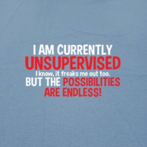 Currently Unsupervised Novelty Graphic Sarcastic Funny T Shirt L Black