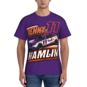 Denny Hamlin 11 Men's T-Shirt Crewneck T-Shirt Tight Sport Short Sleeve Classic Printing Performance