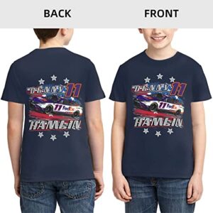 YINFA Denny Hamlin 11 Shirt for Teen Girl & Boy Printing Performance Short Sleeve Tee Black