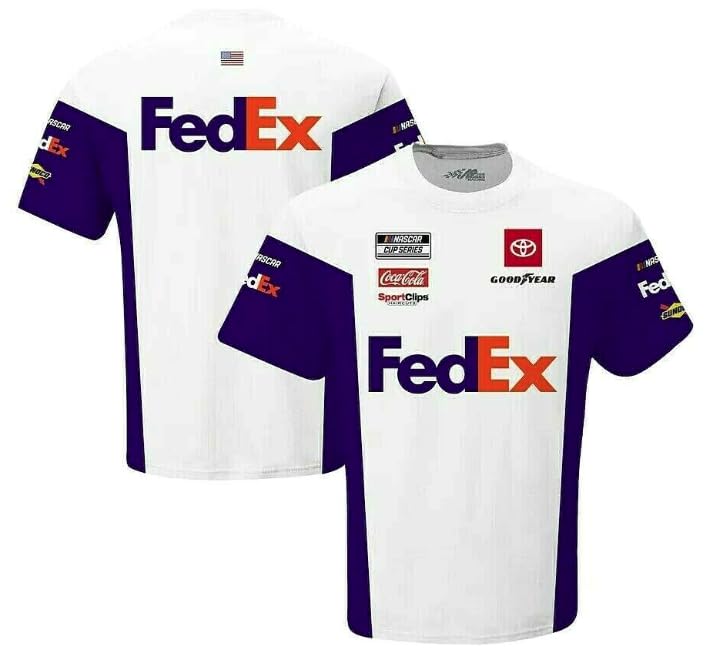 Checkered Flag Denny Hamlin 2022 Sublimated Uniform Pit Crew T-Shirt White (as1, Alpha, xx_l, Regular, Regular, XX-Large)