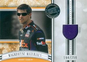 denny hamlin race used memorabilia swatch trading card (nascar, auto racing) 2012 press pass magnificent materials #mmdh le 194/250