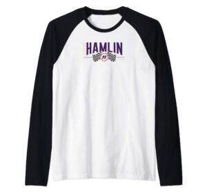 nascar - denny hamlin - racing flags raglan baseball tee