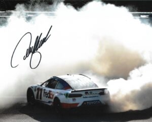 2023 denny hamlin fedex kansas speedway signed 8x10 photo w/ coa - autographed nascar photos