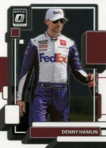 2023 donruss racing optic #26 denny hamlin fedex express/joe gibbs racing/toyota official nascar trading card (stock photo shown, near mint to mint condition)