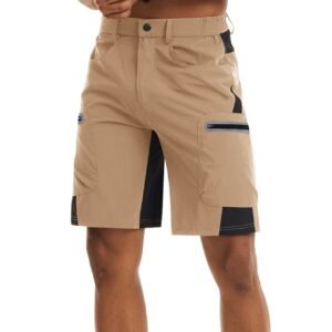 Surenow Men's Hiking Cargo Shorts Lightweight Quick-Dry Shorts Summer Outdoor Fishing Shorts Camping Travel Shorts for Men Khaki