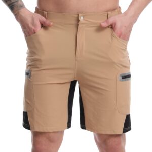 Surenow Men's Hiking Cargo Shorts Lightweight Quick-Dry Shorts Summer Outdoor Fishing Shorts Camping Travel Shorts for Men Khaki