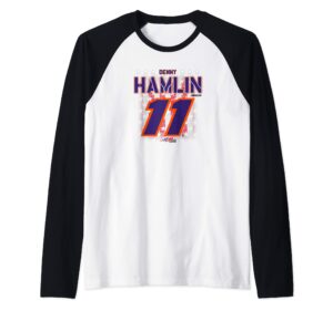 nascar - denny hamlin - flag raglan baseball tee