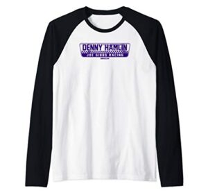 nascar - denny hamlin - distressed stamp raglan baseball tee