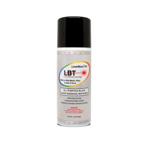 laserbond aerosol black laser marking spray 100 (12 oz), works with all laser engravers, printers | co2, fiber & yag laser | lbt 100 permanently marks on most metals, glass & ceramic