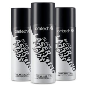 omtech laser marking spray, metal laser marking fluid for co2 laser engravers, 3×13oz aerosol spray for black laser engraving metal, laser ink for aluminum stainless steel brass(3 pack)