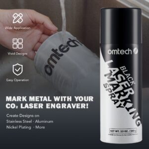 OMTech Laser Marking Spray, Metal Laser Marking Fluid for CO2 Laser Engravers, 3×13oz Aerosol Spray for Black Laser Engraving Metal, Laser Ink for Aluminum Stainless Steel Brass(3 pack)