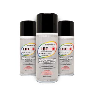 aerosol black laser marking spray - laserbond 100 (12 oz), (3 pack) works with all laser engravers, printers | co2, fiber & yag laser | lbt 100 permanently marks on most metals, glass & ceramic