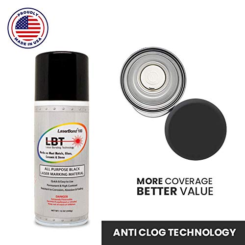 LaserBond Aerosol Black Laser Marking Spray 100 (12 oz), (2 Pack) Works with All Laser Engravers, Printers | CO2, Fiber & YAG Laser | LBT 100 Permanently Marks on Most Metals, Glass & Ceramic