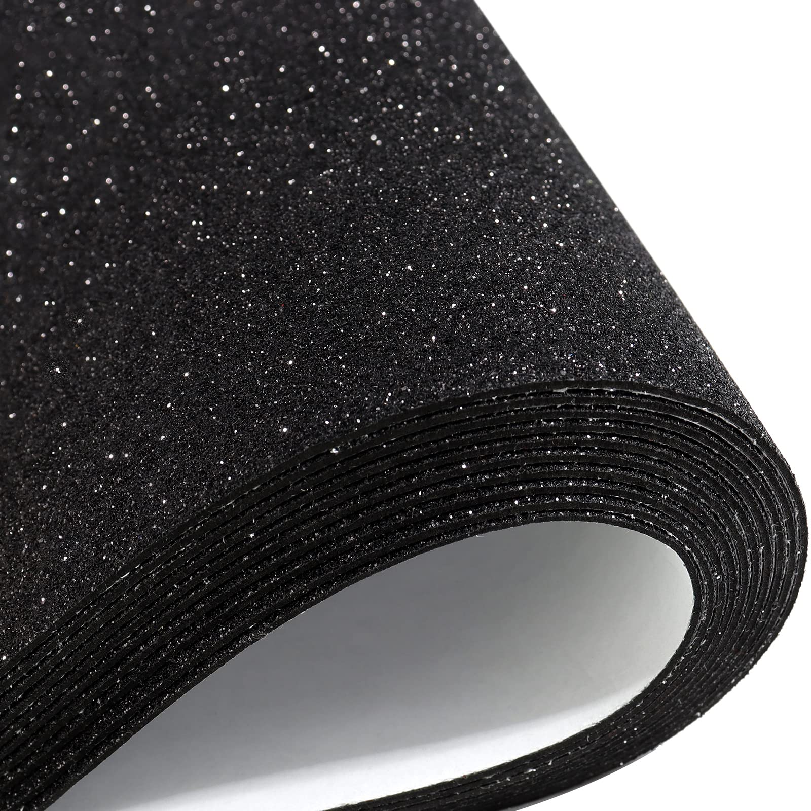 10 Sheets Glitter Foam Sheets for Crafts, A4 Cardstock Paper Sparkles Self Adhesive Sticky Paper for Christmas Construction Scrapbook Gift DIY Cutters Card Party Decoration (Black)