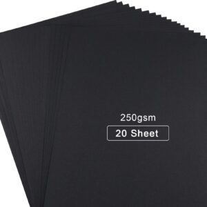 20 sheets black thick paper cardstock blank 8.5 x 11 inch 250gsm thick black craft paper for diy cards making, invitations, scrapbook school supplies