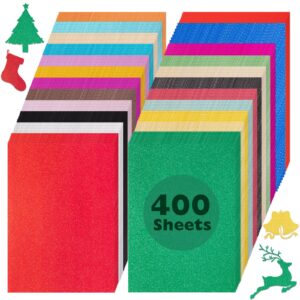 zhanmai 400 sheets christmas glitter cardstock paper bulk, 11.7 x 8.3 inch 250 gsm sparkly card stock paper for crafts diy party autumn christmas holiday supplies(multicolor)