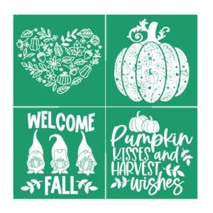 jajado self adhesive silk screen stencils pumpkin kisses harvest autumn wild flowers fall shirt mesh transfers reusable chalk paint stencils for wood/fabric/pillow/wall diy home decor craft project