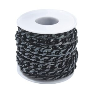 DanLingJewelry 16.4 Feet Black Color Aluminium Curb Chains Twisted Links Spool for Jewelry Making Crafts