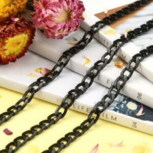 DanLingJewelry 16.4 Feet Black Color Aluminium Curb Chains Twisted Links Spool for Jewelry Making Crafts