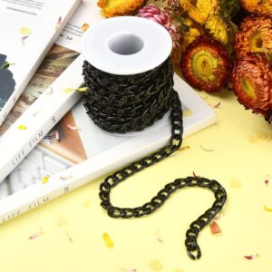 DanLingJewelry 16.4 Feet Black Color Aluminium Curb Chains Twisted Links Spool for Jewelry Making Crafts