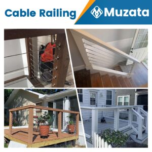 Muzata 16Pairs Cable Railing Kit 1/8" Swage Toggle Turnbuckle Hardware T316 Stainless Steel for Wood Post WoodEasy System Angle 180° Adjustable Stairs Deck 16 Cable Lines CK07 NN1,CA4 CA5