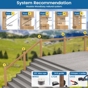 Muzata 16Pairs Cable Railing Kit 1/8" Swage Toggle Turnbuckle Hardware T316 Stainless Steel for Wood Post WoodEasy System Angle 180° Adjustable Stairs Deck 16 Cable Lines CK07 NN1,CA4 CA5